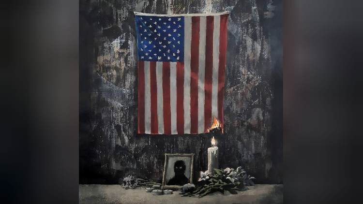 Britain's Banksy depicts U.S. flag on fire in Floyd tribute - CGTN