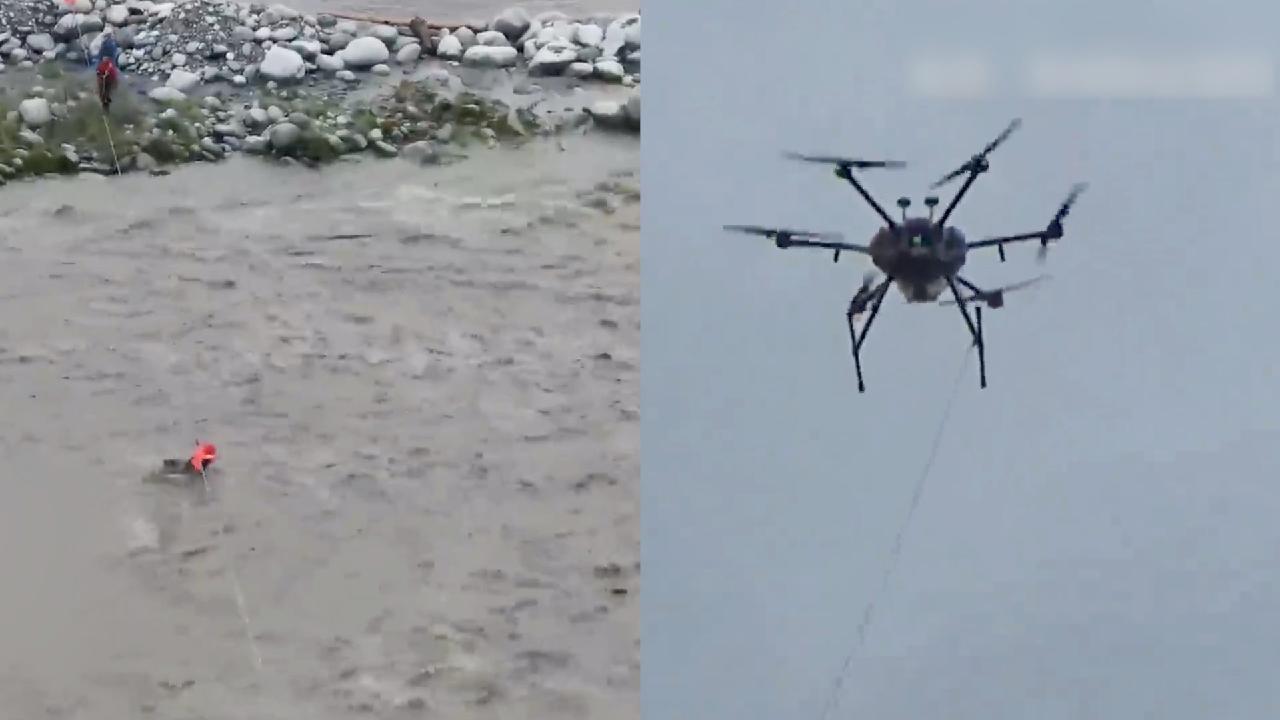 Drone rescues people trapped by floods in SW China - CGTN