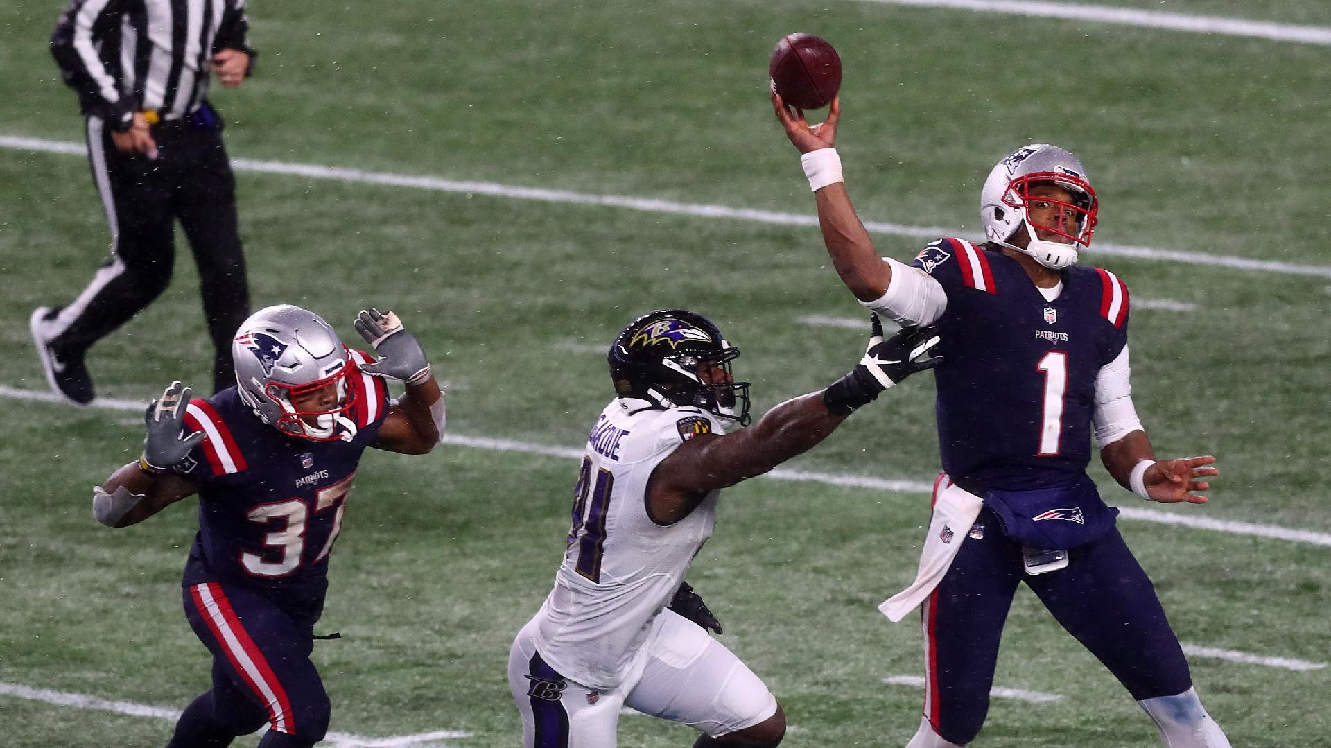 Cam Newton helps Patriots beat Ravens in rain and wind - CGTN
