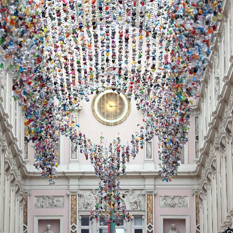 Monumental origami installations on display in Brussels - CGTN