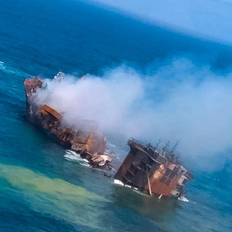 Sinking container ship in Sri Lanka may lead to environmental crisis - CGTN