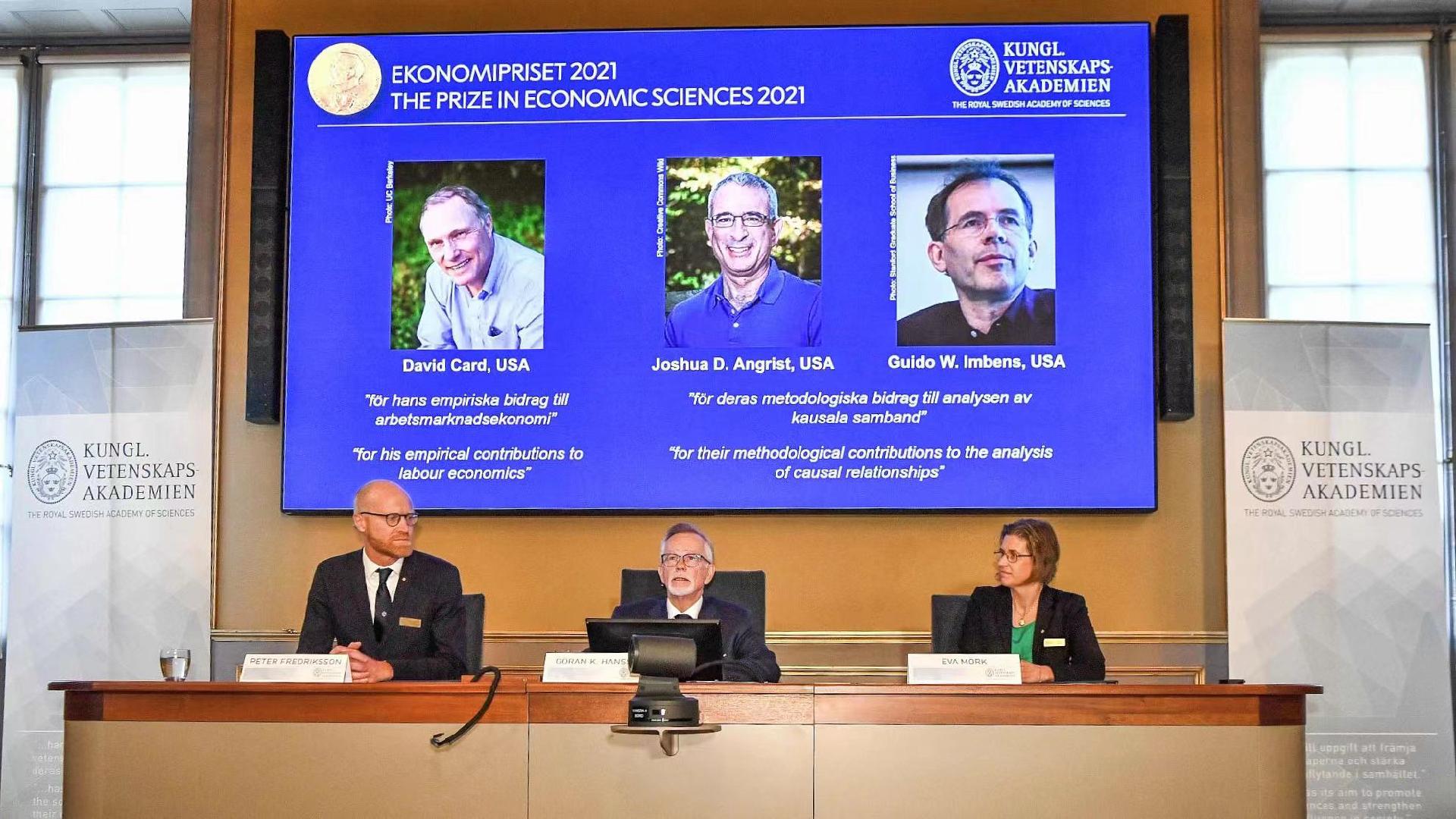 Three U.S.-based economists awarded 2021 Nobel Prize in economics - CGTN