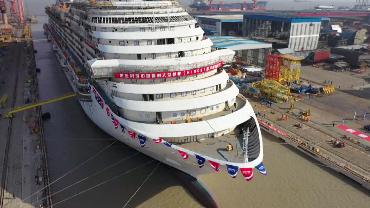 China's first domestically built large cruise ship floats - CGTN