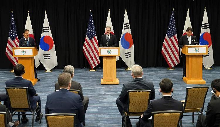 U.S., Japan, ROK to keep door open for dialogue with DPRK - CGTN