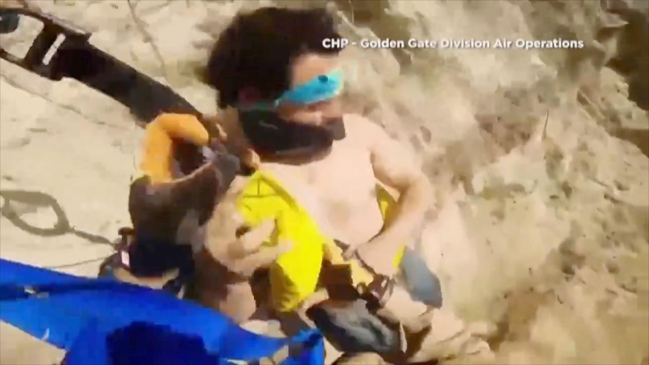 California helicopter crew rescues man clinging to 500-foot cliff - CGTN