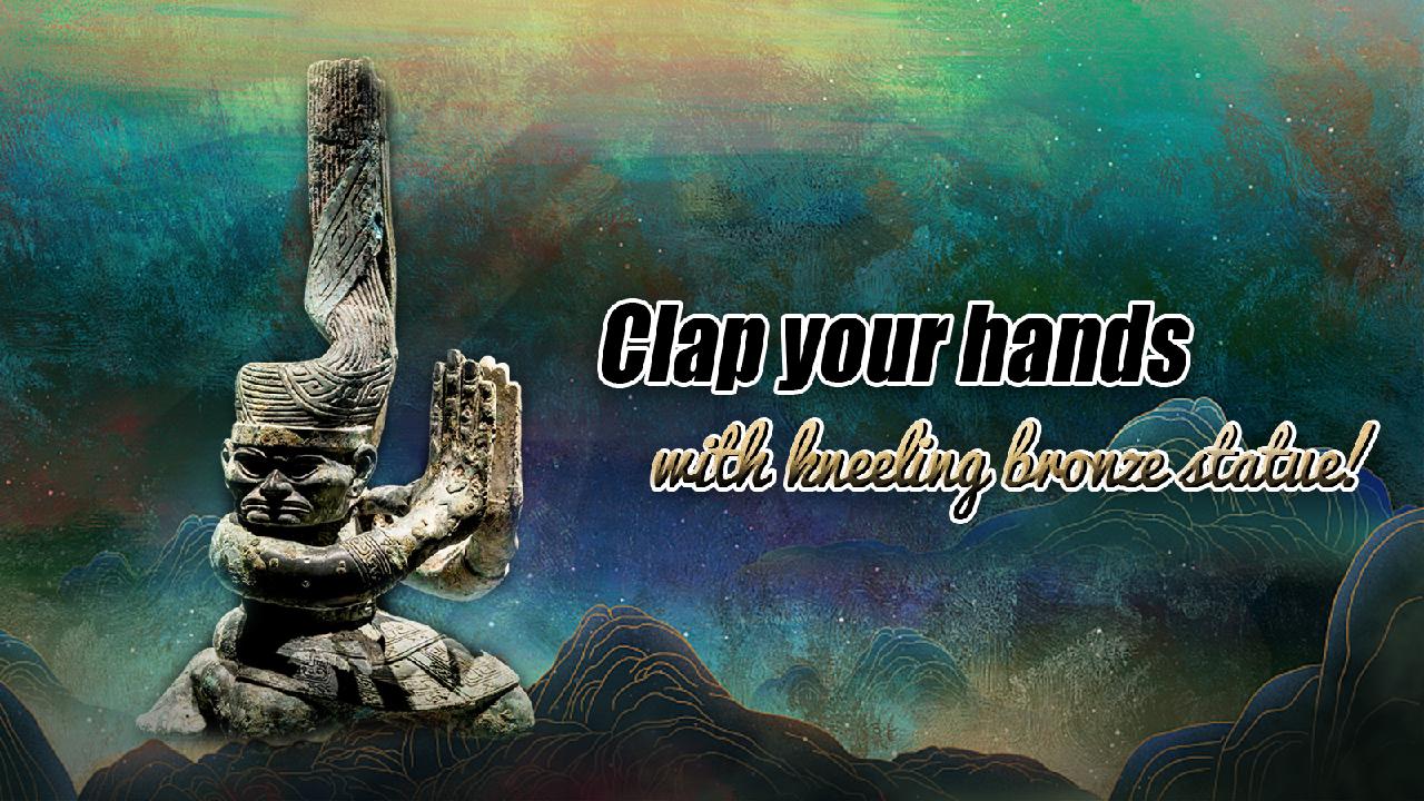 Clap your hands with kneeling bronze statue! - CGTN