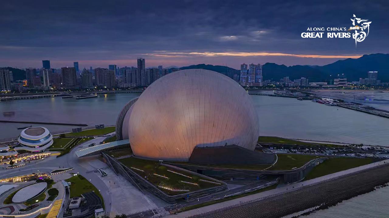 Drone's-eye view: Charming night scene of Zhuhai Grand Theater - CGTN
