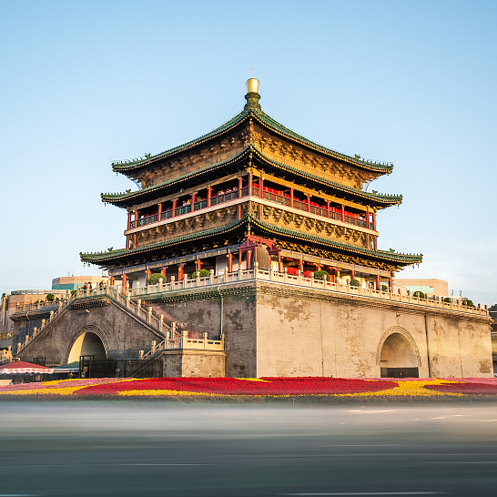 Live: View of Xian Bell Tower, iconic site of ancient capital Xian - CGTN