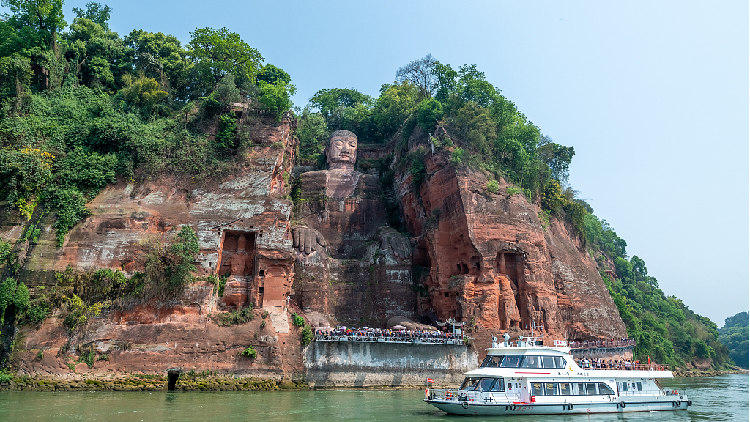 Live: Aerial view of Leshan Giant Buddha in SW China's Sichuan - CGTN