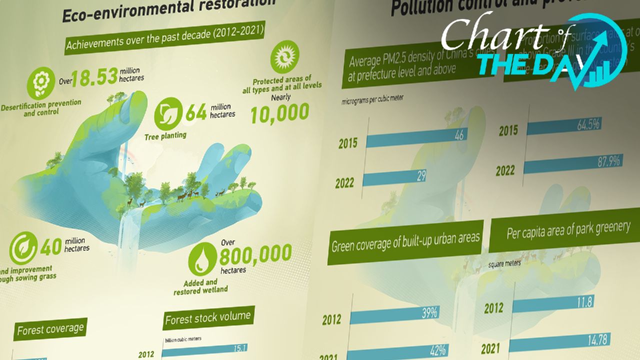 Chart of the Day: China's progress in eco-environmental construction - CGTN