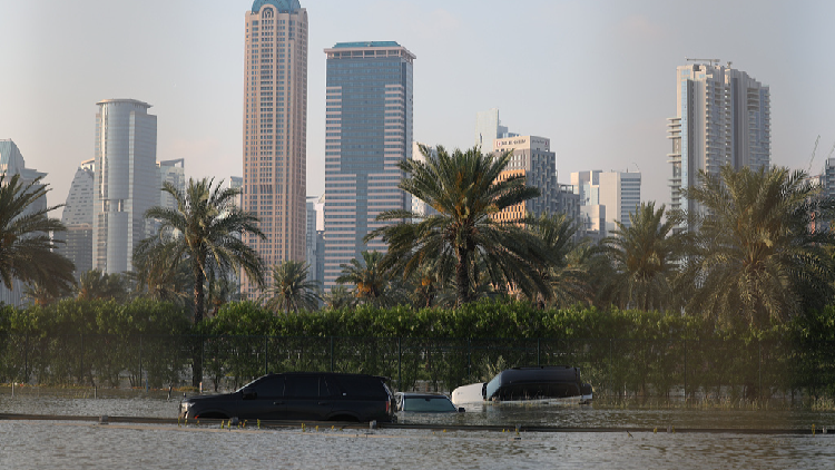 Clean up begins after at least one dead in heavy UAE rain, floods - CGTN