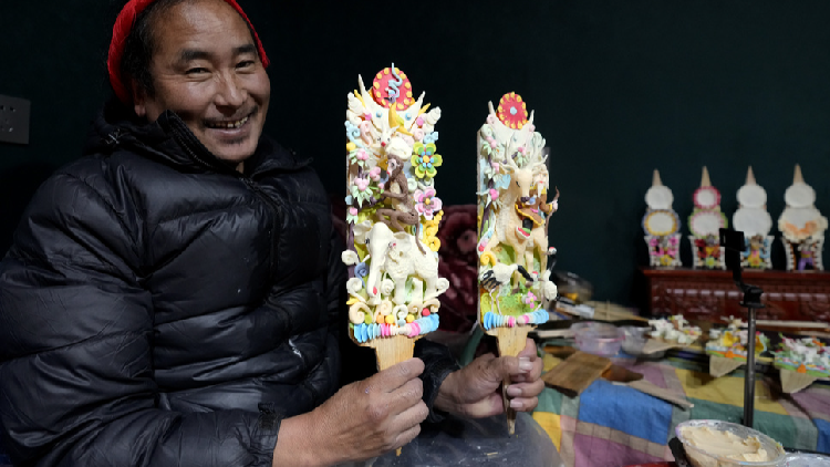 Yak butter sculptures brighten Tibetan New Year celebrations in Xizang ...