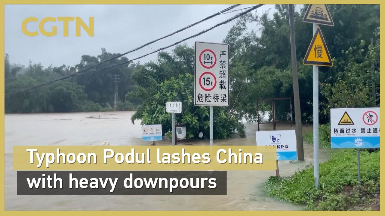 Typhoon Podul lashes China with heavy downpours - CGTN