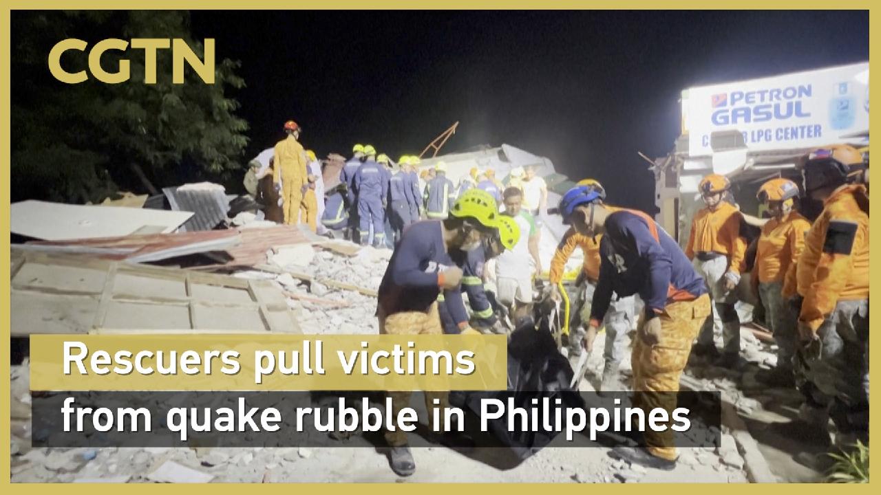 Rescuers pull victims from quake rubble in Philippines - CGTN