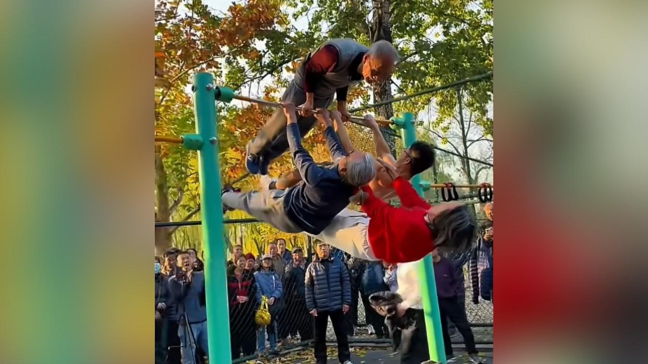 Beijing's strongest seniors: Incredible feats on the horizontal bar! - CGTN