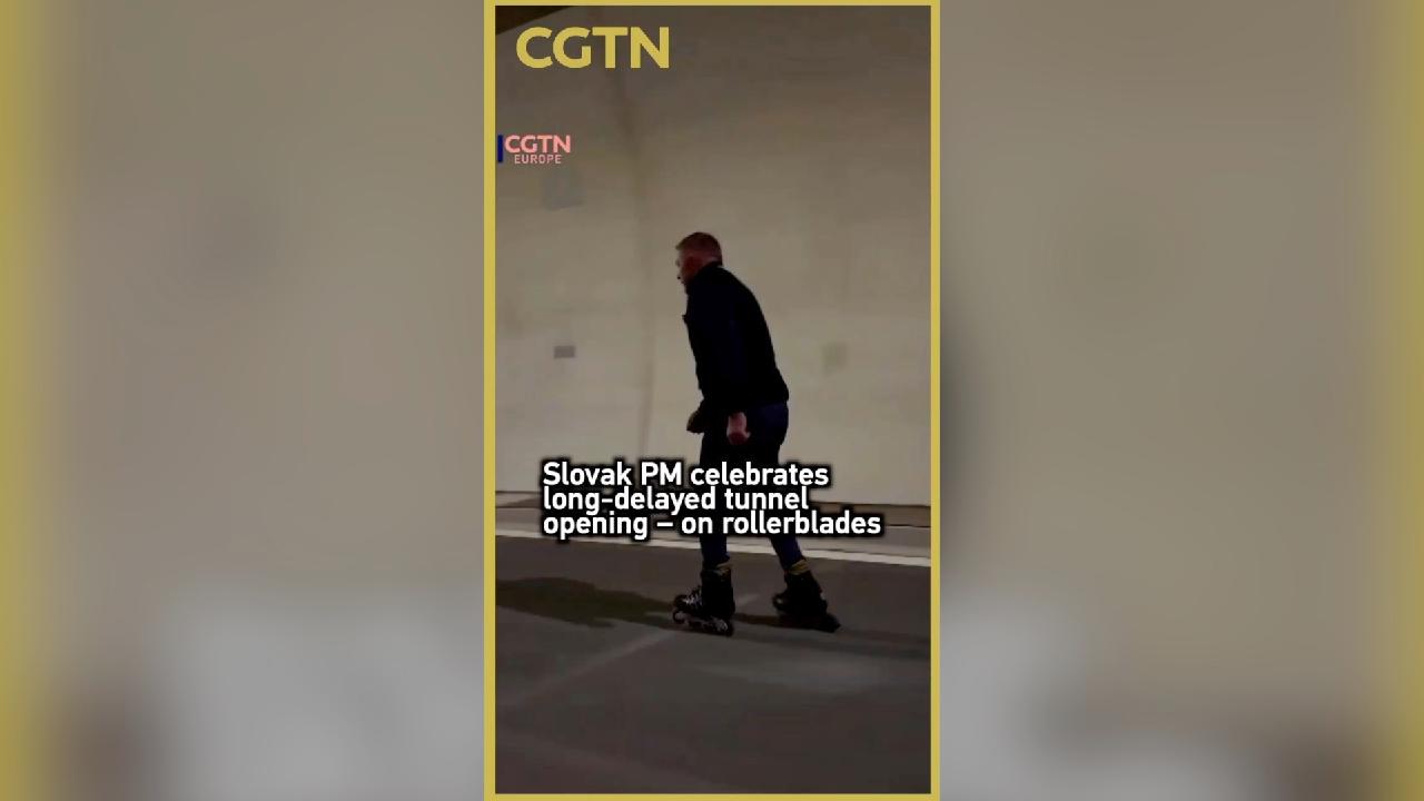 Slovak PM celebrates long-delayed tunnel opening – on rollerblades - CGTN