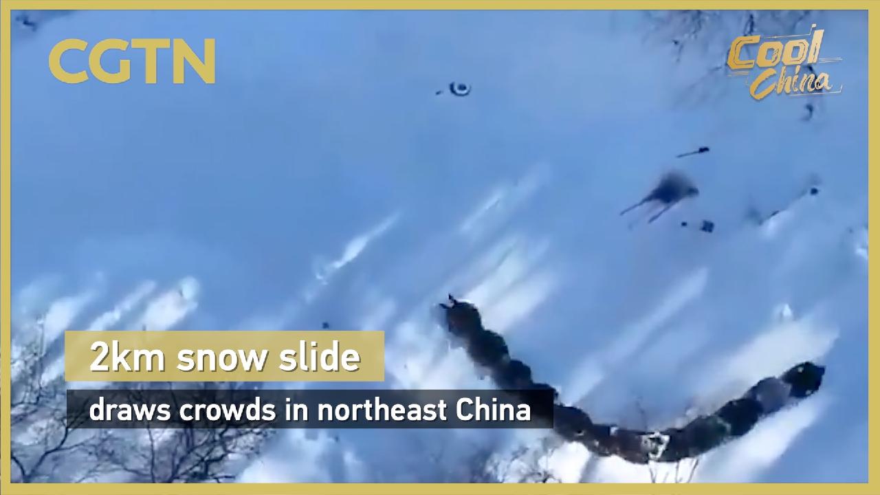 2km snow slide draws crowds in northeast China - CGTN