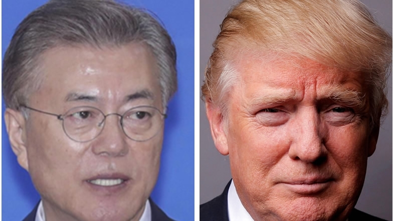 Moon, Trump agree on close cooperation on DPRK nuke threats in first ...