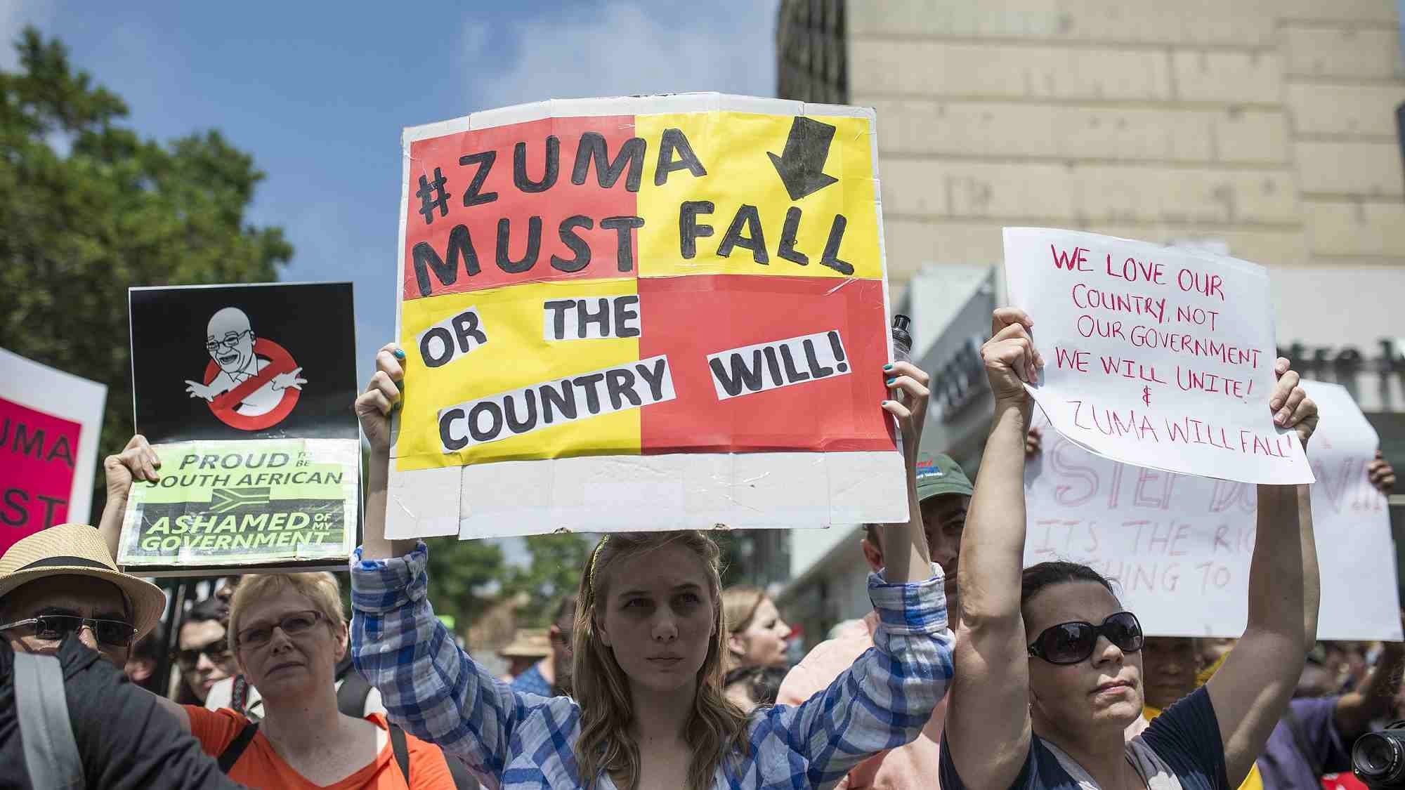 South Africans march against President Zuma as economic woes mount - CGTN