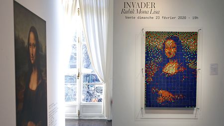Invader's 'Rubik Mona Lisa' beats estimate at Paris auction - CGTN
