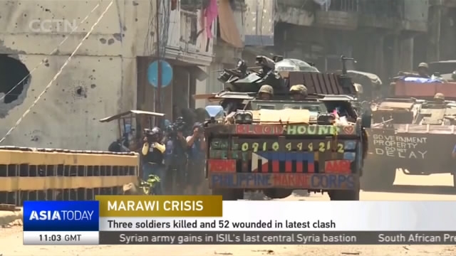 Marawi Crisis: Three soldiers killed and 52 wounded in latest clash - CGTN